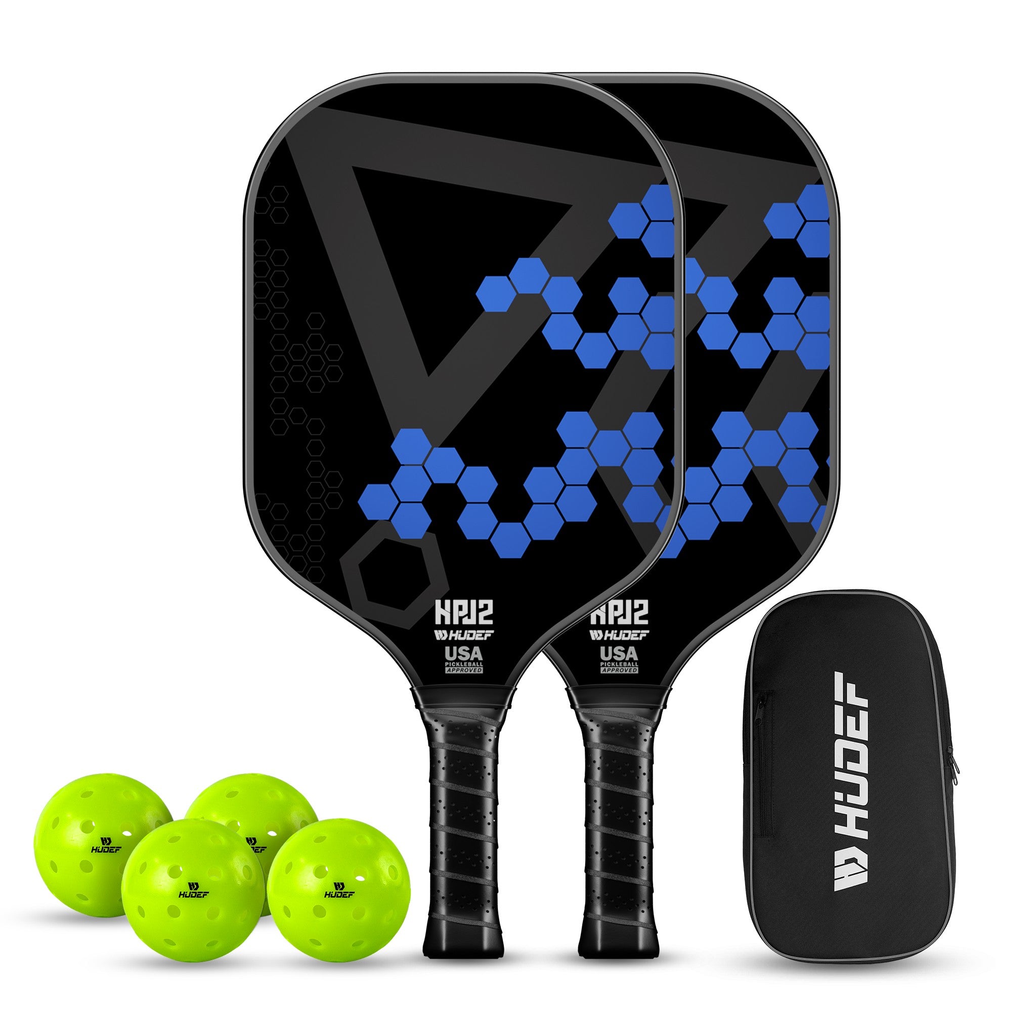 HUDEF HPJ2 USA Pickleball (USAPA) Approved Pickleball Paddles Set Blue ...